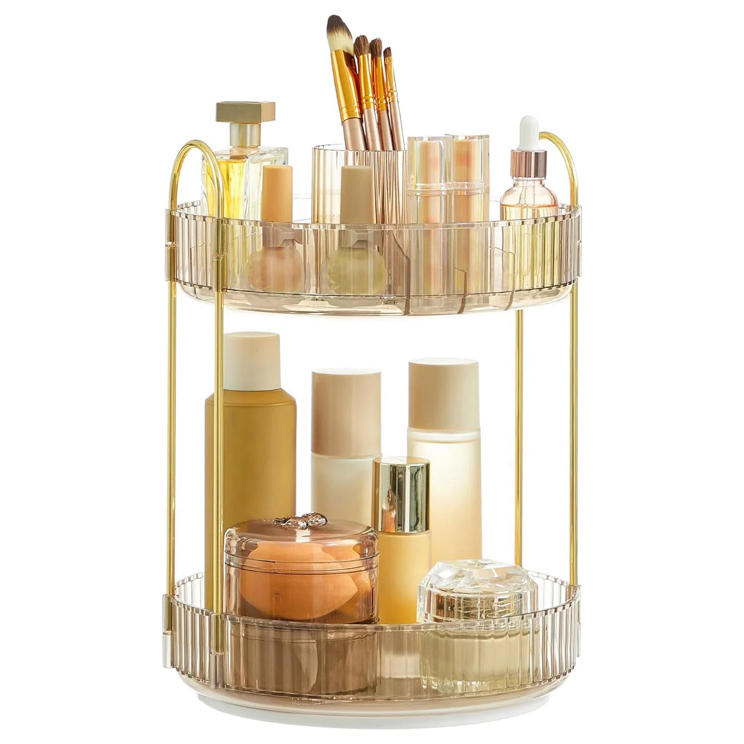 Organizér na make-up otočný, 2-vrstvý kulatý organizér na kosmetiku, š ...