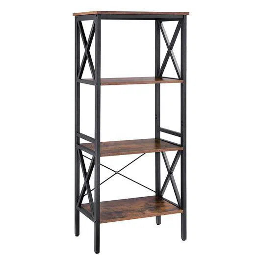 VASAGLE Úložná police 56 x 34 x 131 cm, rustikální hnědá-Vashome.cz