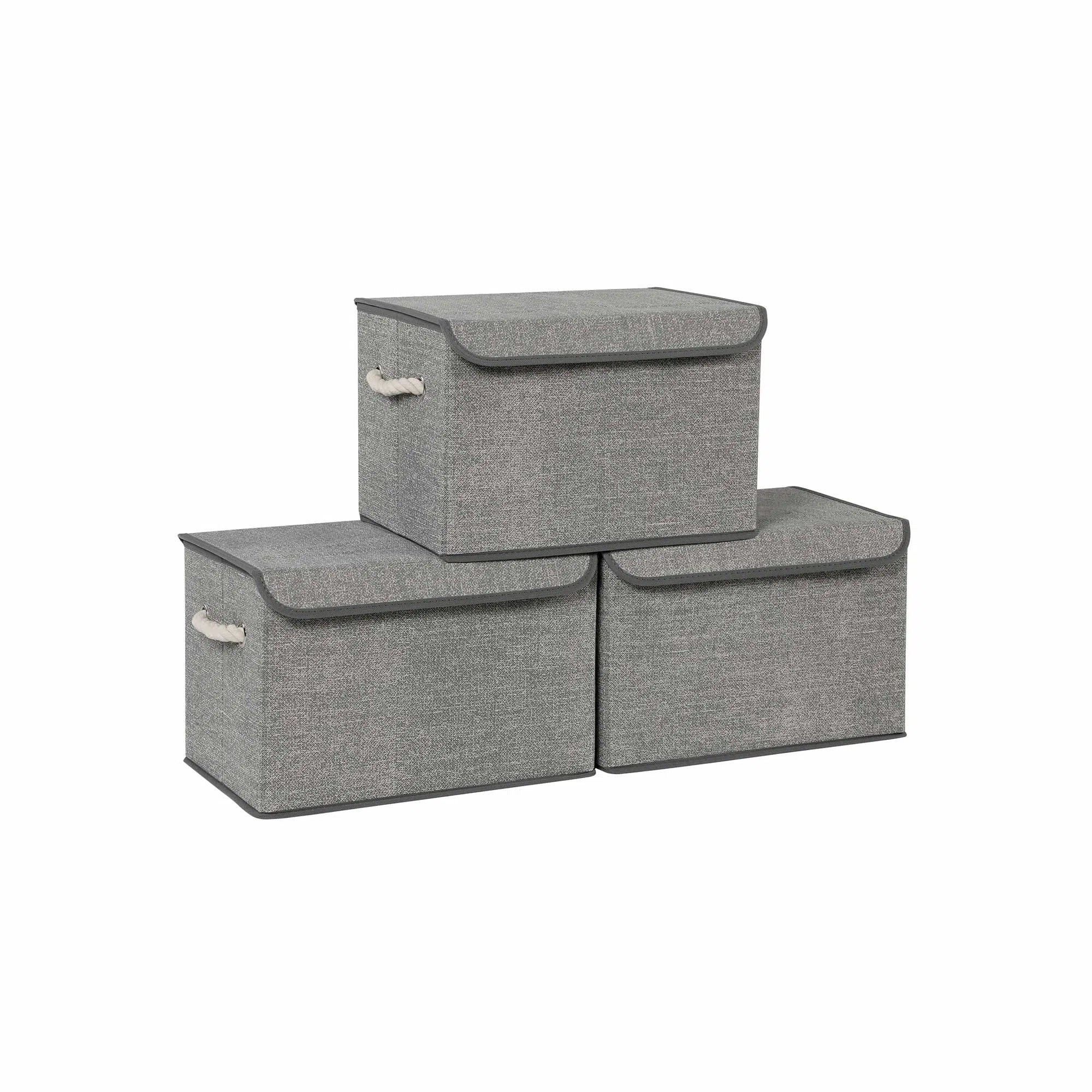 Úložné boxy s víkem, 3 ks, 38 x 25 x 25 cm, šedé-Vashome.cz